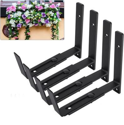 China Black Powder Coated Flower Box Holder Heavy Duty Planter Box Bracket for Wall Mounting for sale