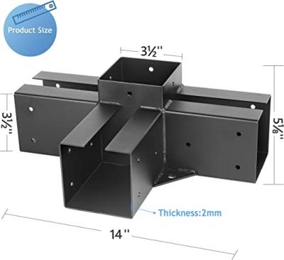 China 6x6 inches Lumber Pergola/Gazebo Hardware for Carbon Steel Q235 Black Powder Coating for sale