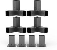 China Carbon Steel Pergola Brackets for 4x4 Inch Wood Beams 3-Way Right Angle Corner Bracket for sale