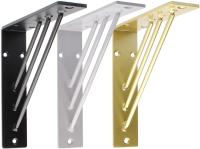 China Black Heavy Duty Steel Adjustable Angle Metal Wall Mount Floating Shelf Bracket 6''*7.25''*1.5 for sale