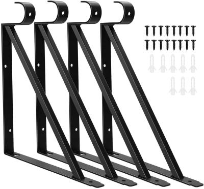China 15*9inch Wall Mounted Shelf Brackets Clothes Hanger Pole Closet Rod Support Bracket for sale