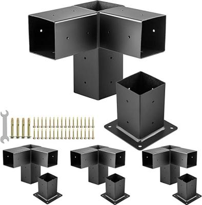 China 4 Inches Elevated Wood Pergola Kit with Black Powder Coated Steel Brackets and Support for sale