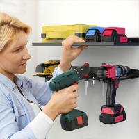 China Neat Drill Storage Rack and Power Tool Organizer Holds 4 Drills Batteries 430*216*51mm for sale
