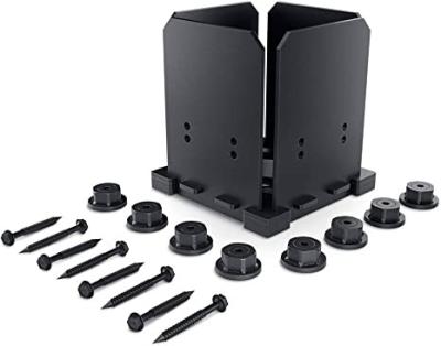 China Steel 4*4 inch Elevated Wood Stand Pergola Kit with Black Powder Coated Brackets for sale