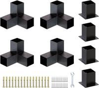 China Steel 4*4 inch Elevated Wood Stand Pergola Kit with Black Powder Coated Brackets for sale