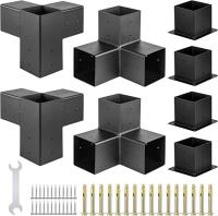 China Steel 4*4 inch Elevated Wood Stand Pergola Kit with Black Powder Coated Brackets for sale