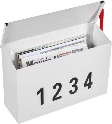 China 0.8mm Thickness Print Custom Logo Black Powder Coated Wall Mounted Mailbox for Outdoor for sale