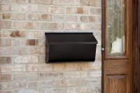 China 0.8mm Thickness Print Custom Logo Black Powder Coated Wall Mounted Mailbox for Outdoor for sale