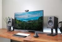 China Process Bending Universal Desk Stand for Small and Medium Bookshelf Computer Speakers for sale