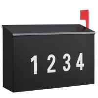 China Customizable Logo Wall-Mounted Mailbox for Home Garden Decor Powder Coated Black for sale