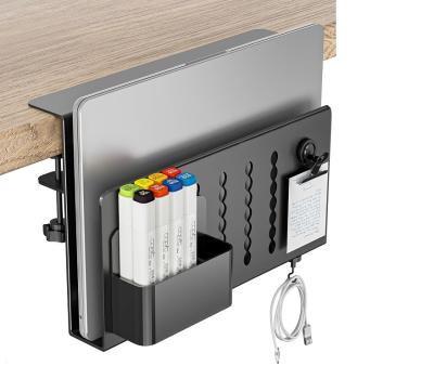China Desk Side Storage Iron Fabric Type 1mm Thickness Vertical Laptop Holder Side Mount Shelf for sale