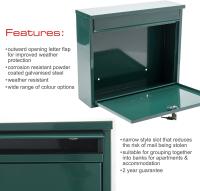China Green Elegance Wall Mounted Mailbox Function Mail Box Post Electrostatic Powder Coating for sale