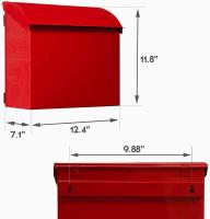 China Custom Logo Red Mailbox Modern Metal Wall Mount Mailbox for Outdoor Weather Resistant for sale