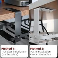 China Convenient Hook Type Desk Cable Management Tray Bending Metal Wire Cable Holder Black for sale