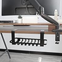 China Convenient Hook Type Desk Cable Management Tray Bending Metal Wire Cable Holder Black for sale