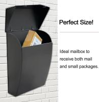 China Galvanized Steel Black Mailbox Rust Resistant Wall Mount Parcel Drop Box for Outdoor for sale