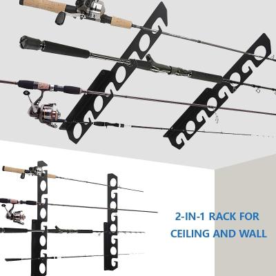 China Double Tier Wall Ceiling Storage Rack for Fishing Rods Perfect for Garage and Basement for sale