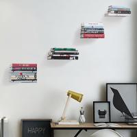 China Wall Mounted Book Organizer with Heavy-Duty Metal Bending Single Tier Floating Bookshelf for sale