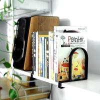 China Metal Clamp Book Organizer Storage Holders Book Ends for Floating Shelves in Black for sale