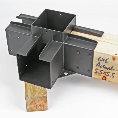 China Aluminum 4-Way Right Angle Corner Brackets with Flange Anchor Bases 6x6 Pergola Gazebo Kit for sale