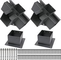 China Aluminum 4-Way Right Angle Corner Brackets with Flange Anchor Bases 6x6 Pergola Gazebo Kit for sale