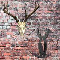 China European Mount Deer Skull Large Hooks Wall Mounting Bracket Kit Black Fabric Type for sale