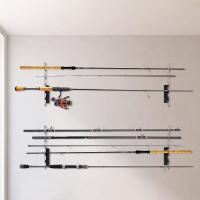 China Fishing Rod Holders Metal Bracket Wall Mount Bracket for 12 Rods Wall Ceiling Rod Rack for sale