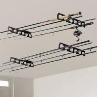 China Fishing Rod Holders Metal Bracket Wall Mount Bracket for 12 Rods Wall Ceiling Rod Rack for sale