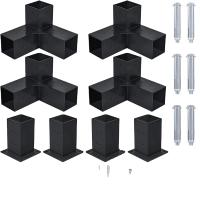 China Carbon Steel 4x4 3-Way 90 Corner Extension Pergola Kit with Black or Custom Brackets for sale