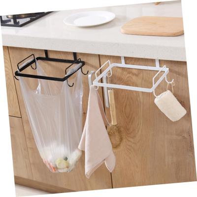 China Garbage Bag Hanger Iron Art Hanging Rack Metal Brackets Storage Holder Shelf in White for sale