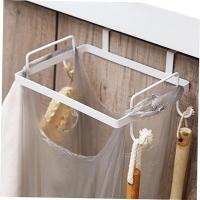 China Garbage Bag Hanger Iron Art Hanging Rack Metal Brackets Storage Holder Shelf in White for sale