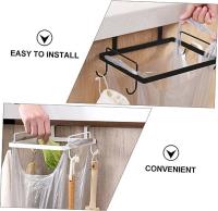 China Garbage Bag Hanger Iron Art Hanging Rack Metal Brackets Storage Holder Shelf in White for sale