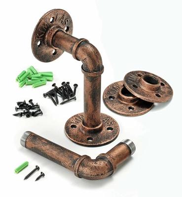 China Industrial Rustic Copper Pipe Floating Shelf Bracket for Furniture in White or Custom for sale