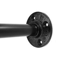 China Black Industrial Iron Pipe Wall Mounted Clothes Rail Coat Towel Storage Vintage Rack Cloth Hanger Shelf for sale