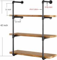 China Vintage Retro DIY Open Bookshelf Storage 4 Tier Industrial Wall Iron Pipe Shelf Shelves 3 Layer Shelving Bracket for sale