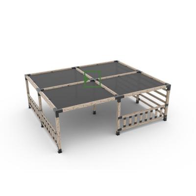 China Black 4*4 6*6 Modular Size Metal Steel 3 Way Corner Pergola Bracket Wood Connectors Post Base Kits for sale