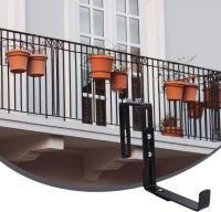 China Black Powder Coating Rail Planter Box Bracket Window Flower Box Bracket Rail Flower Pot Holders for sale