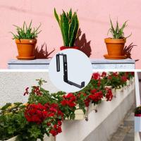 China Black Powder Coating Rail Planter Box Bracket Window Flower Box Bracket Rail Flower Pot Holders for sale