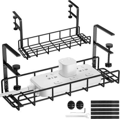 China Upgraded Cable Management Tray for Desk Long Arm Clamp Inward or Outward Cord Organizer for sale