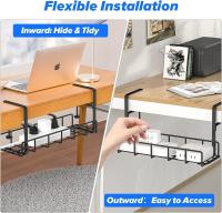 China Upgraded Cable Management Tray for Desk Long Arm Clamp Inward or Outward Cord Organizer for sale