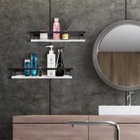 China Metal Frame Bathroom Wall Shelf Powder Coated Wood Storage Shelves for Kitchen Decor for sale