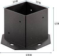 China Fence Support Bracket 3.6 X 3.6 Inch Inner Size Heavy Duty Post Base Coated Metal Anchor for sale