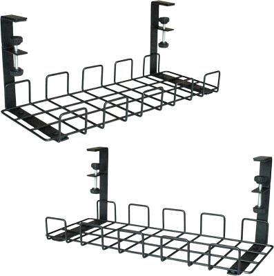 China No Drill Cable Management Tray Metal Wire Cord Holder Under Desk Cord Organizer 2 Pack for sale