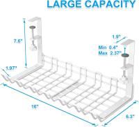 China 0.85kg Cable Management Tray for Office Under Desk No Drilling Iron Wire Adjustable for sale