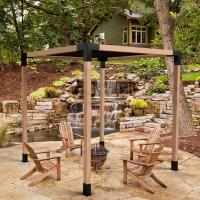 China 5mm Thickness Pergola Aluminium Steel 4-Way Extension Bracket for Fixed Wood Pergola for sale