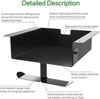 China Black Steel Under Desk Storage Shelf 8*9inch Dual Headset Hanger Hook Holder for Storage for sale