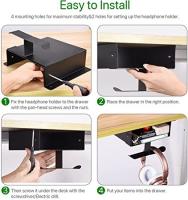 China Black Steel Under Desk Storage Shelf 8*9inch Dual Headset Hanger Hook Holder for Storage for sale