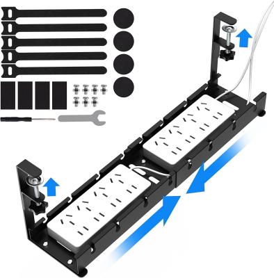 China Retractable Cable Organizer for Desk No Drill No Damage Sturdy Metal Wire Under Desk for sale