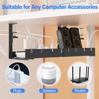 China Retractable Cable Organizer for Desk No Drill No Damage Sturdy Metal Wire Under Desk for sale