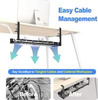 China Retractable Cable Organizer for Desk No Drill No Damage Sturdy Metal Wire Under Desk for sale
